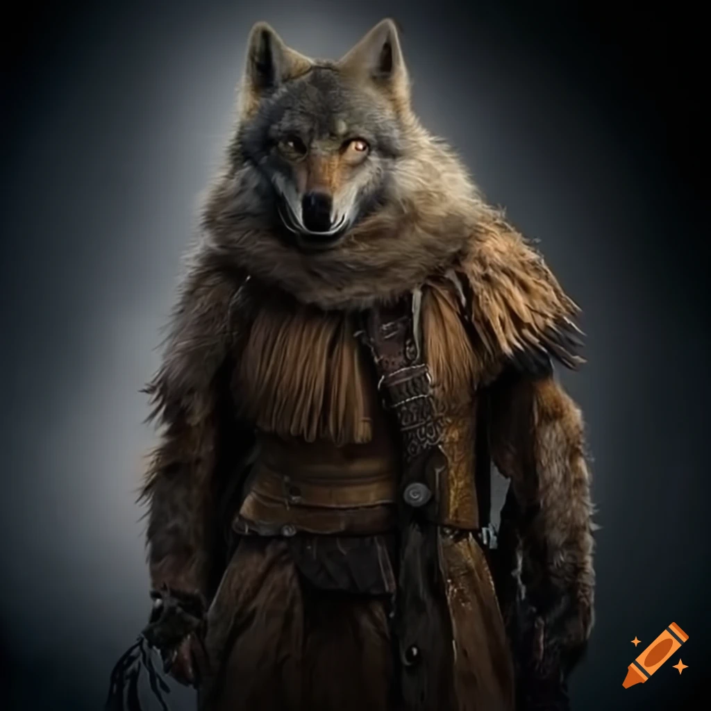Humanoid wolf in viking armor on Craiyon