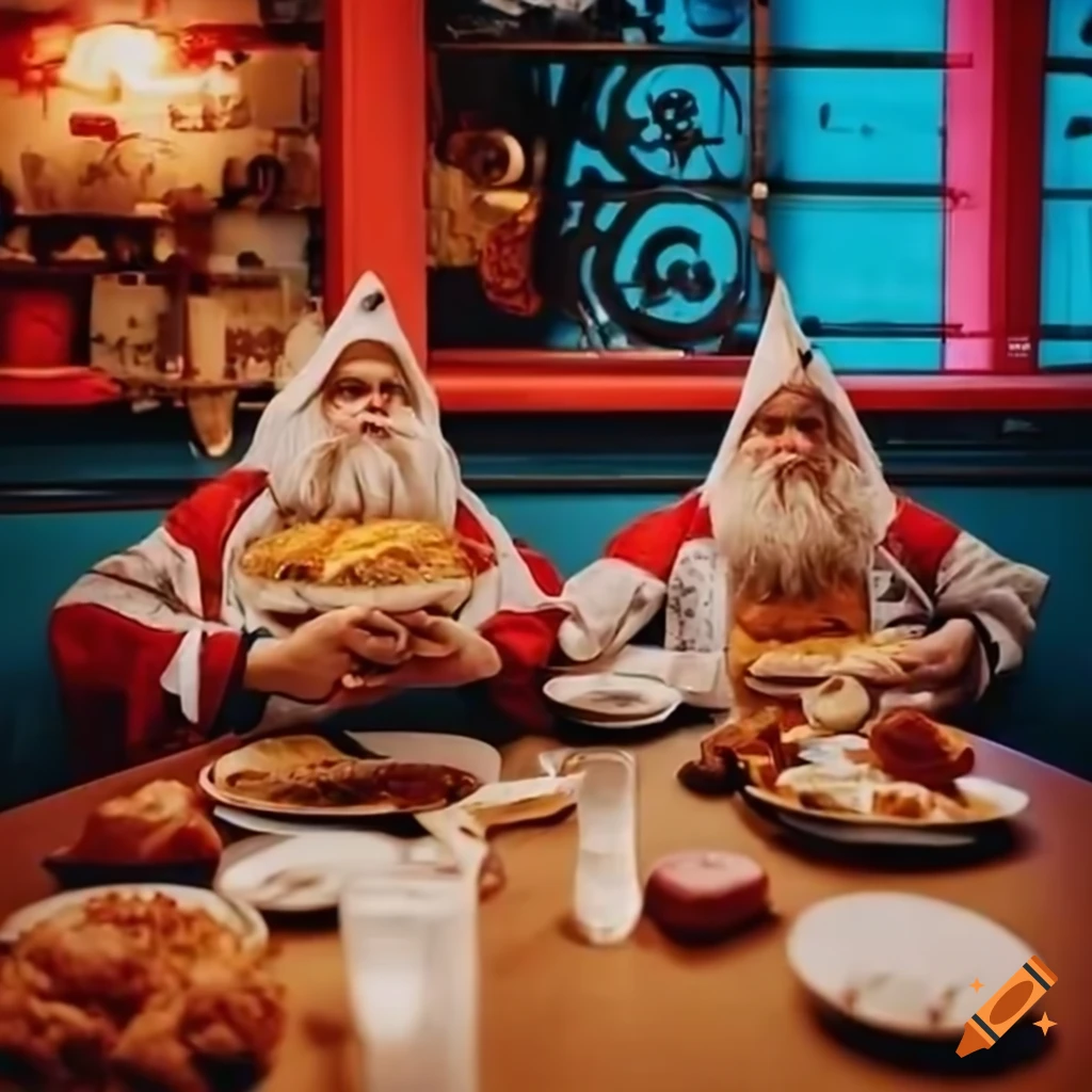 Quirky wizards inside a cozy fast food restaurant on Craiyon