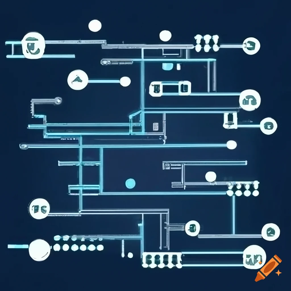 Detailed map of a simple computer network with eight access points ...
