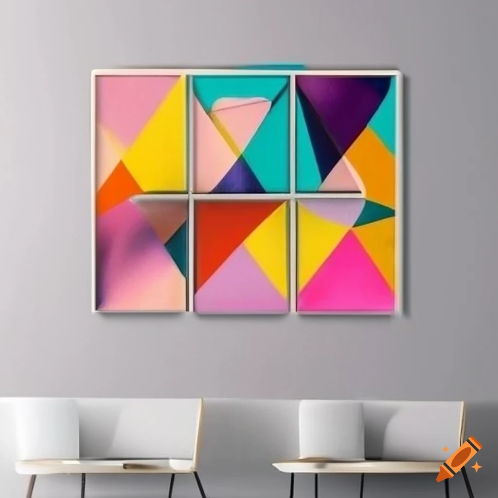 Vibrant geometric abstract art set for modern decor on Craiyon