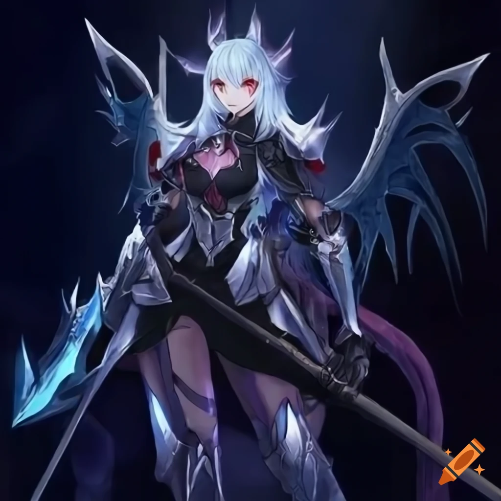 Anime military commander vampire gothic warmaster in ifrit armor with a ...
