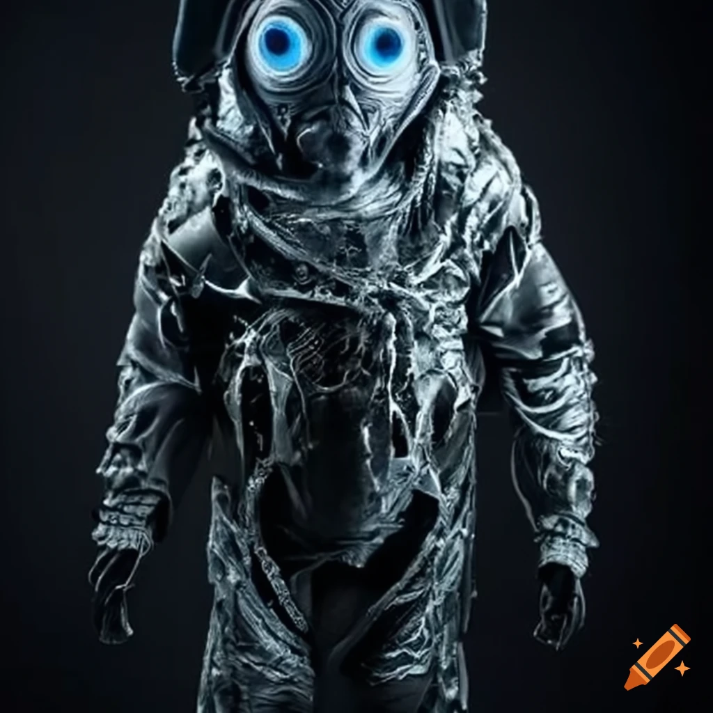 Creepy alien in a high-tech suit on Craiyon