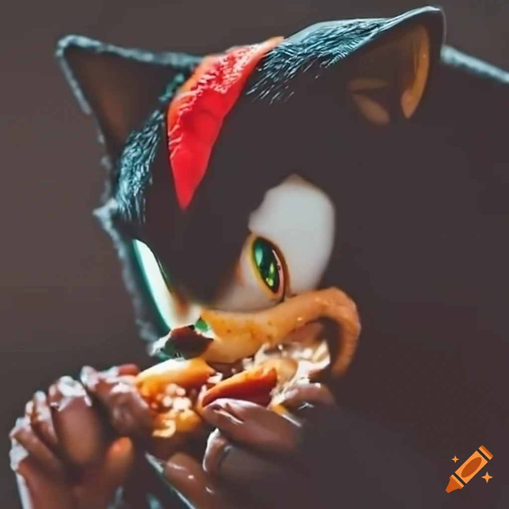 Shadow the hedgehog enjoying chinese food on Craiyon