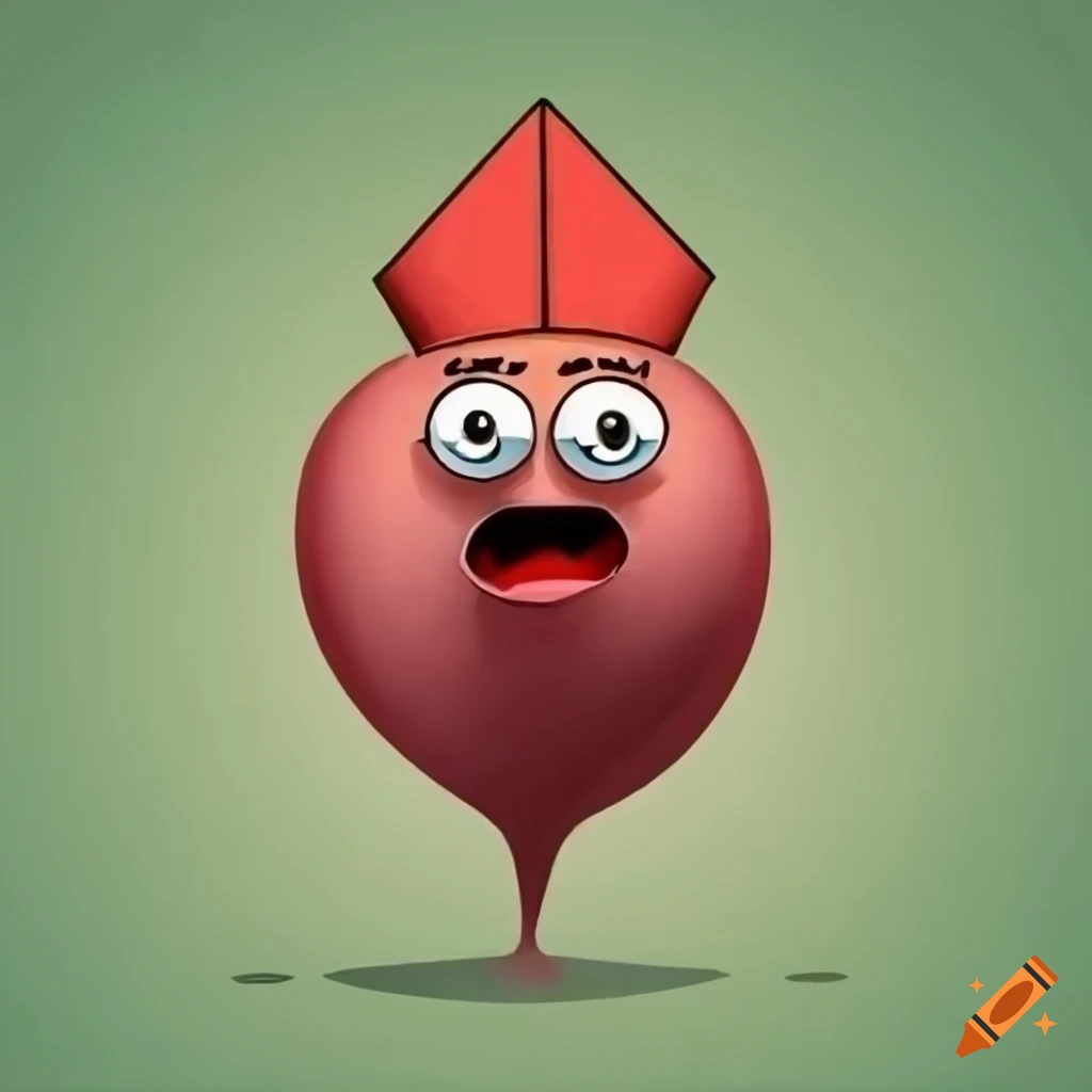Cartoon radish dressed as a Spanish inquisition cardinal on Craiyon