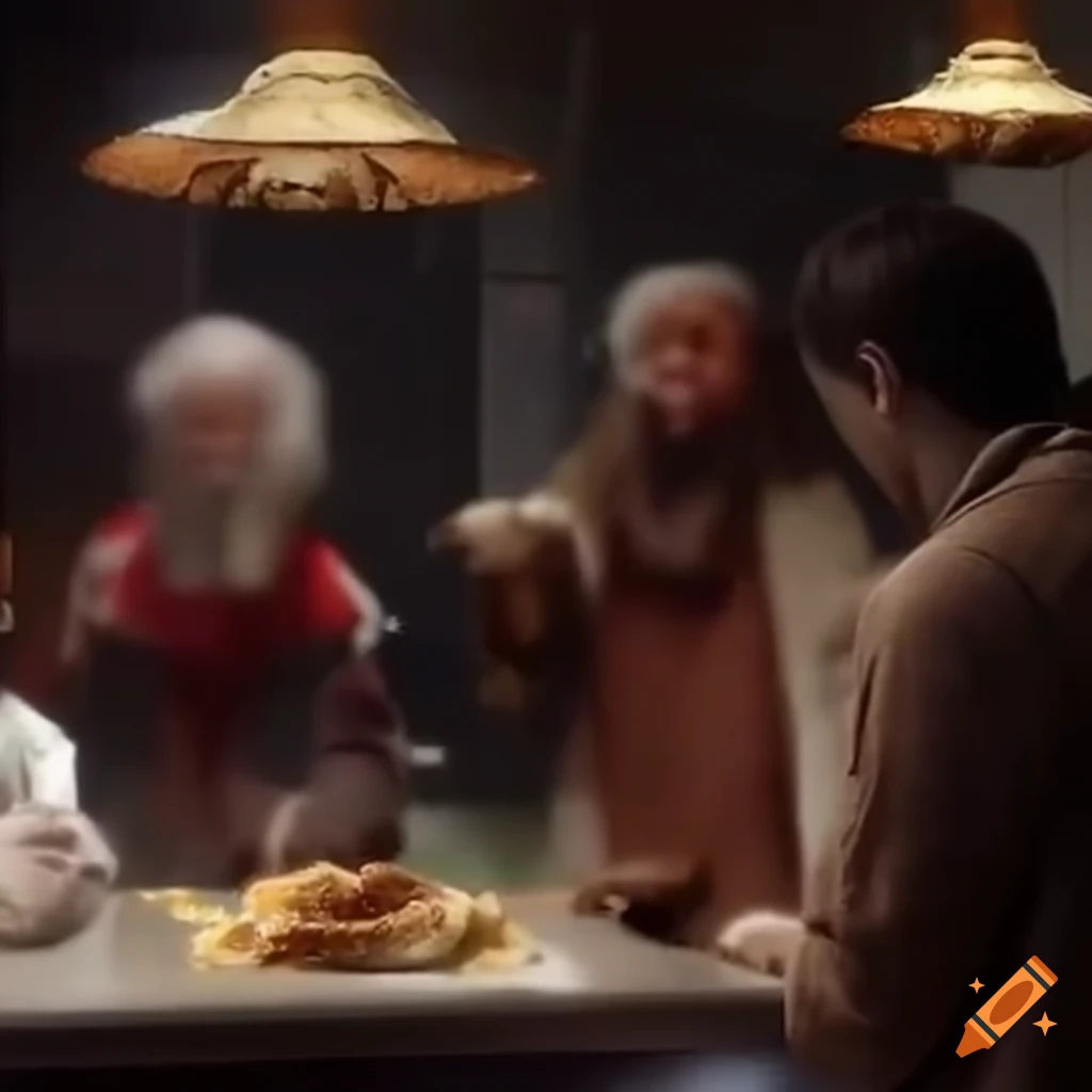 Group of wizards casting magic in a fast food restaurant on Craiyon