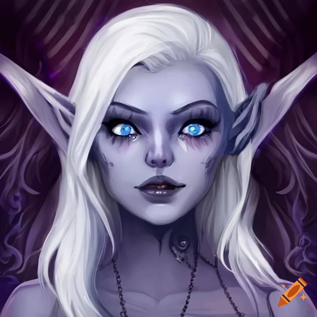Kawaii drow girl with white hair and big blue eyes as spider princess ...