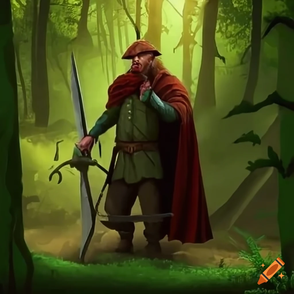 Medieval clash between robin hood and sheriff guy gisborn in a forest ...