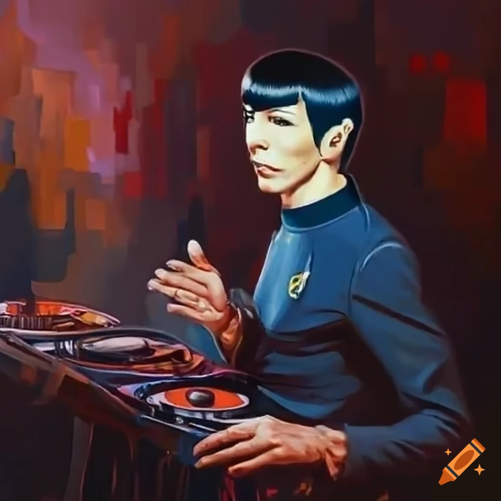 Mr. spock working as a dj in a nightclub on Craiyon