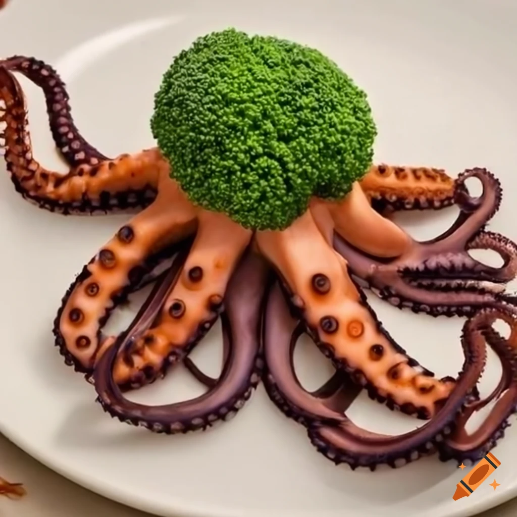Creative octopus sculpture made from broccoli on Craiyon