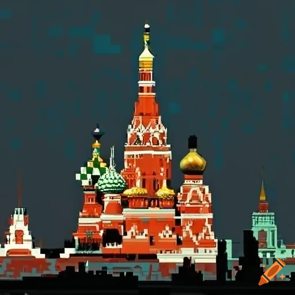 Pixel art depiction of kremlin, moscow, russia on Craiyon