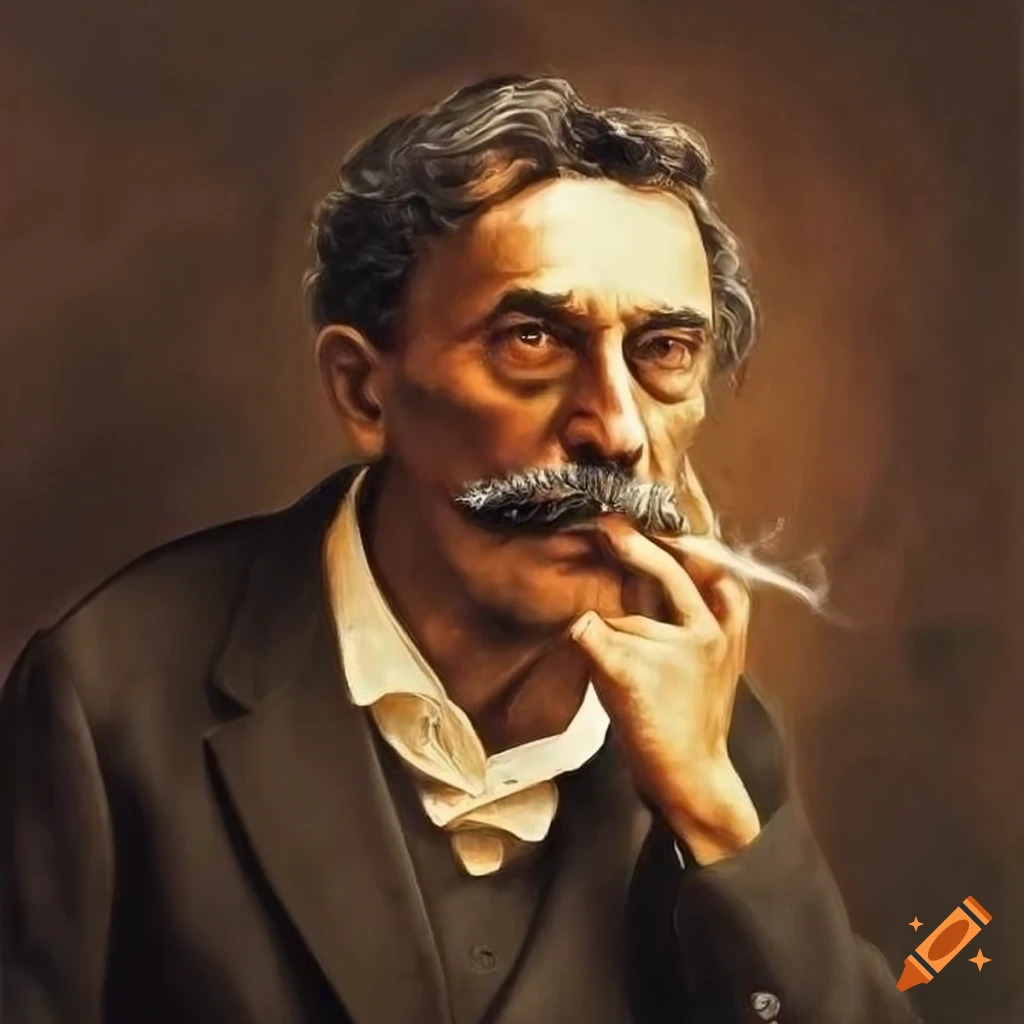 Portrait of ivan cankar, a slovenian poet and writer smoking on Craiyon