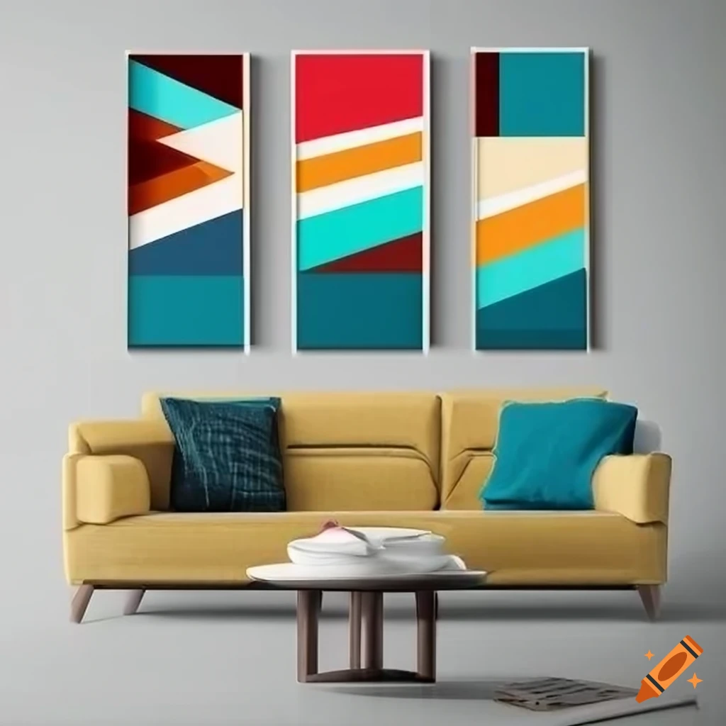 Set of six vibrant geometric abstract art pieces for modern decor in ...