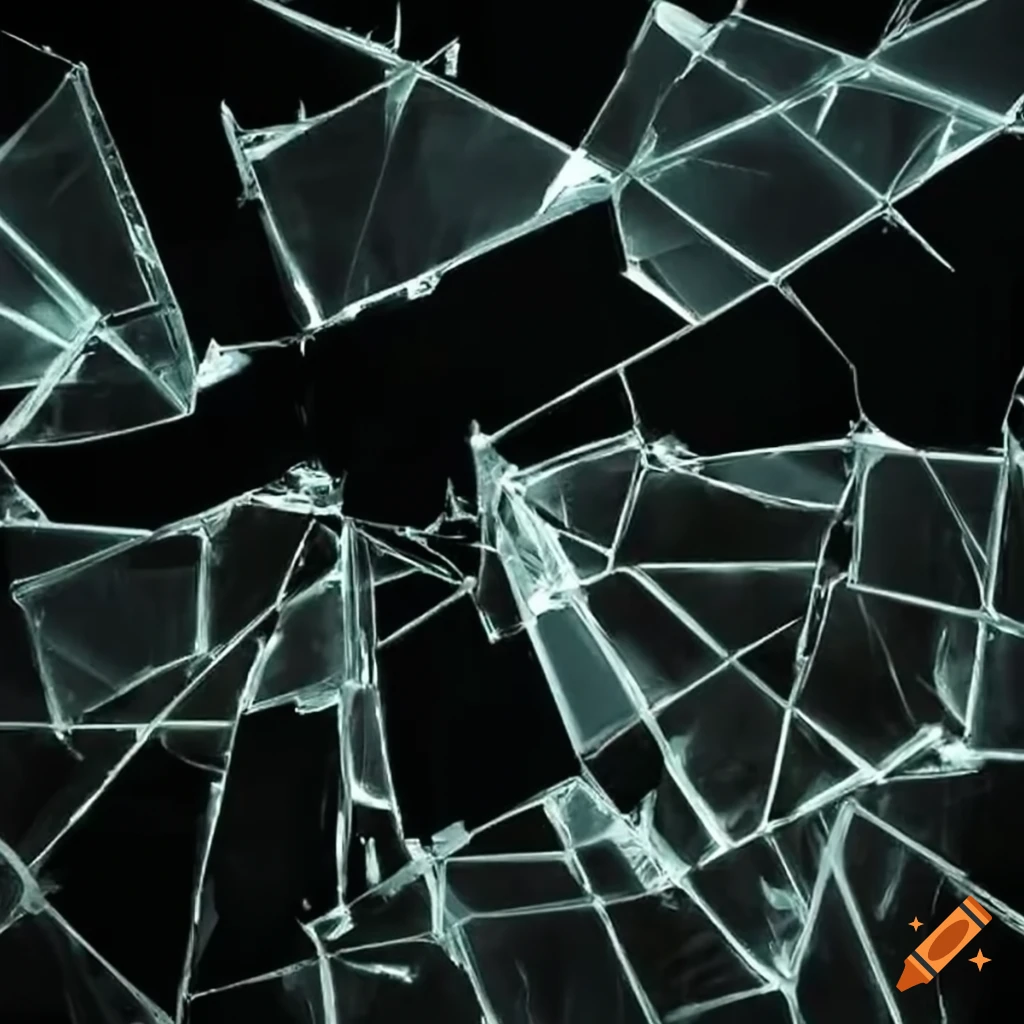 Abstract representation of shattered glass with fading shine on Craiyon