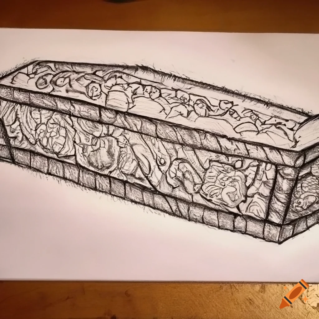 Coffin drawing at an elementary level on Craiyon