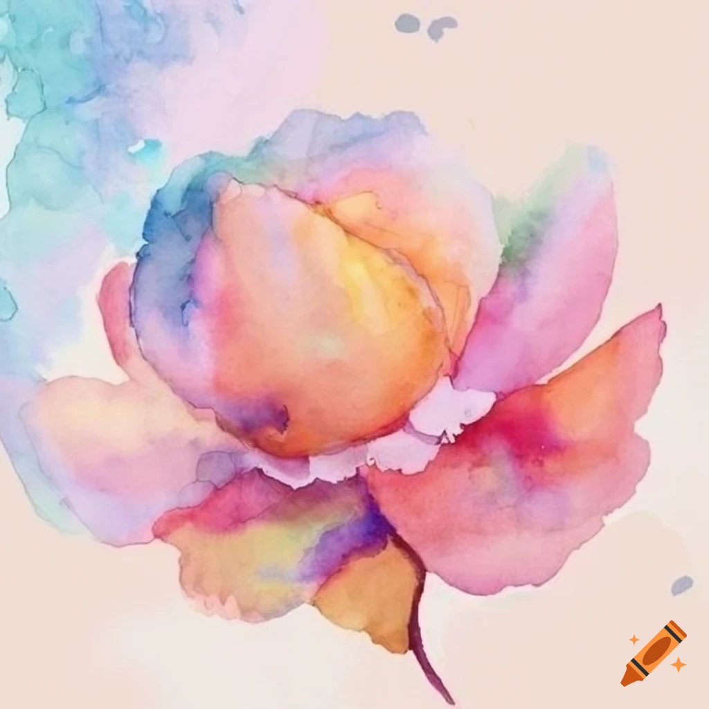 Flower watercolor painting in pastel tones on Craiyon