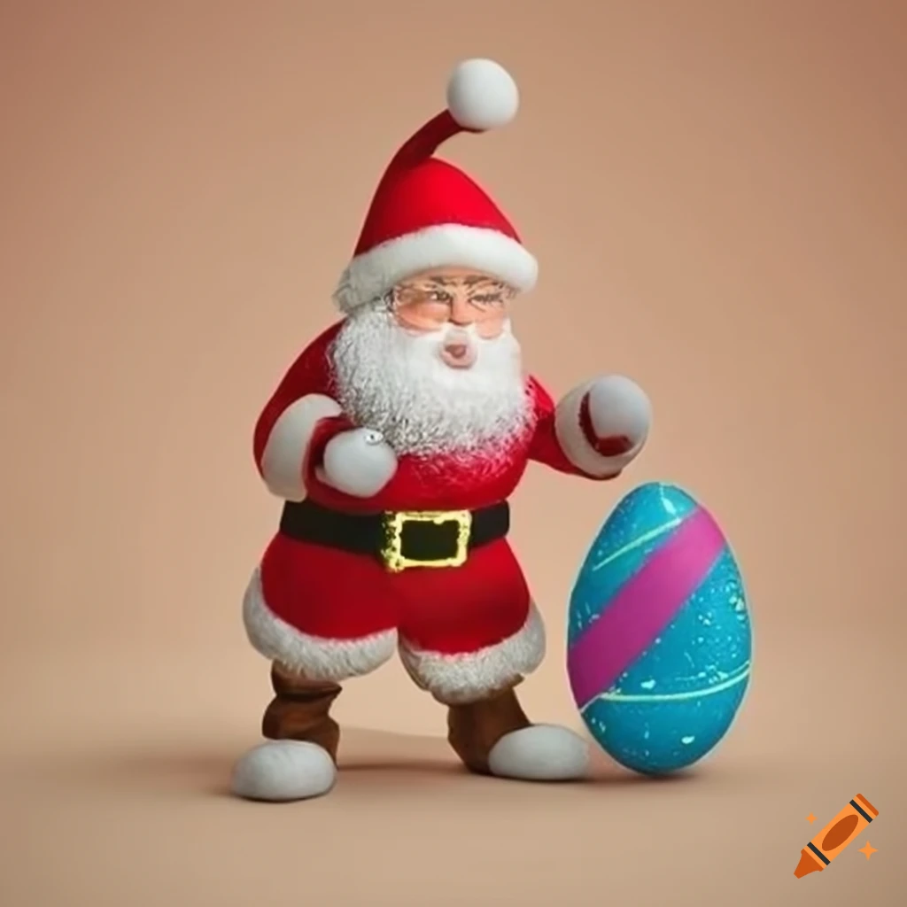Santa holding an easter egg on Craiyon