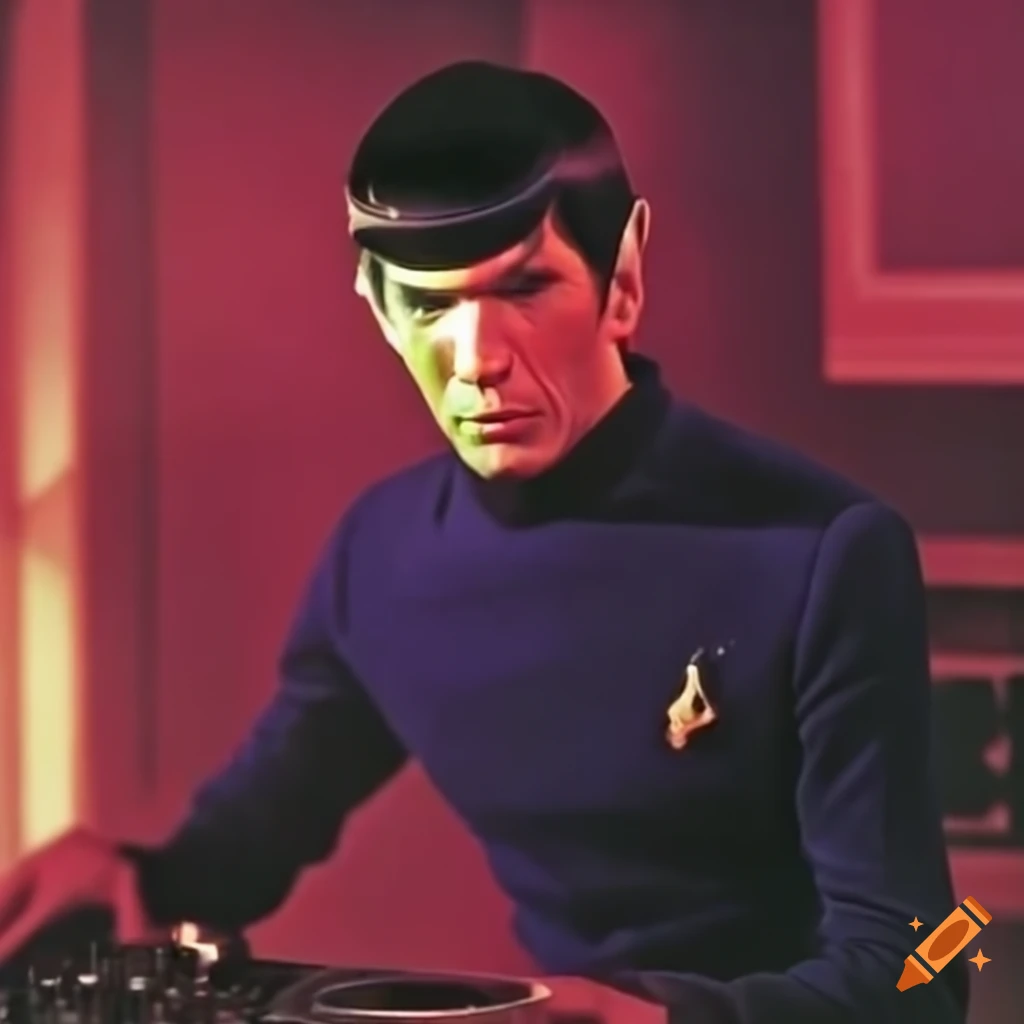 Mr. spock as a dj in a nightclub on Craiyon