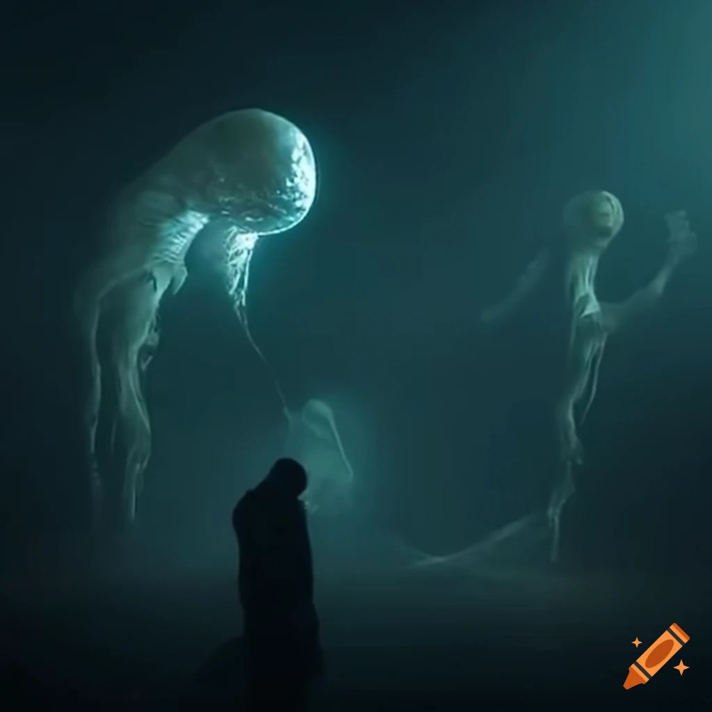 Colossal otherworldly creature dancing at an electronic dance rave with ...