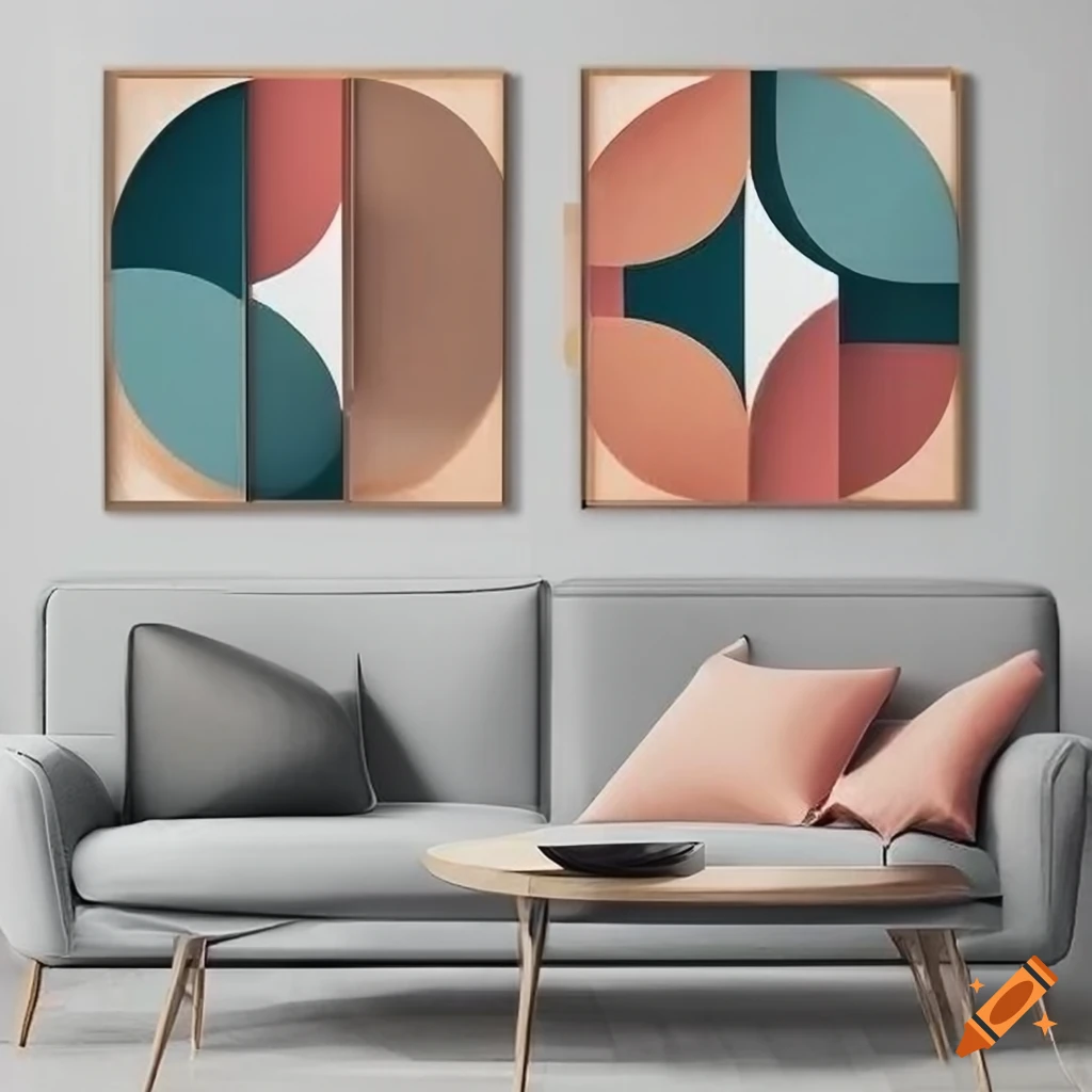 Geometric abstract wall art with digital 3d circular designs on Craiyon
