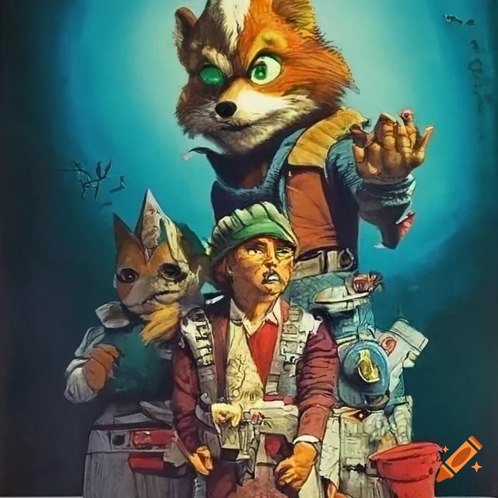 Dizzying and intricate vintage Star Fox poster inspired by James Gurney ...