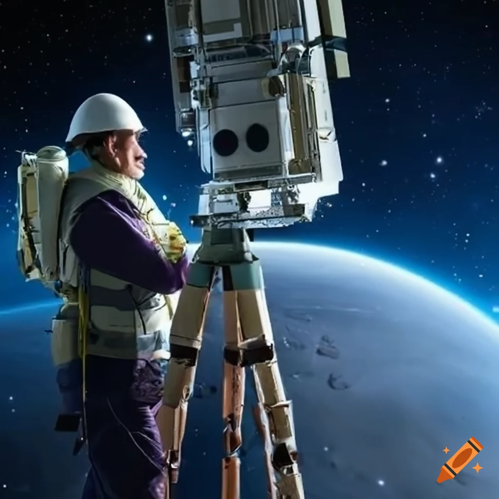 Surveyor with gps unit in space on Craiyon