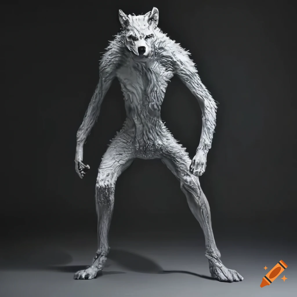 Humanoid wolf figure with impressive build and sharp features on Craiyon