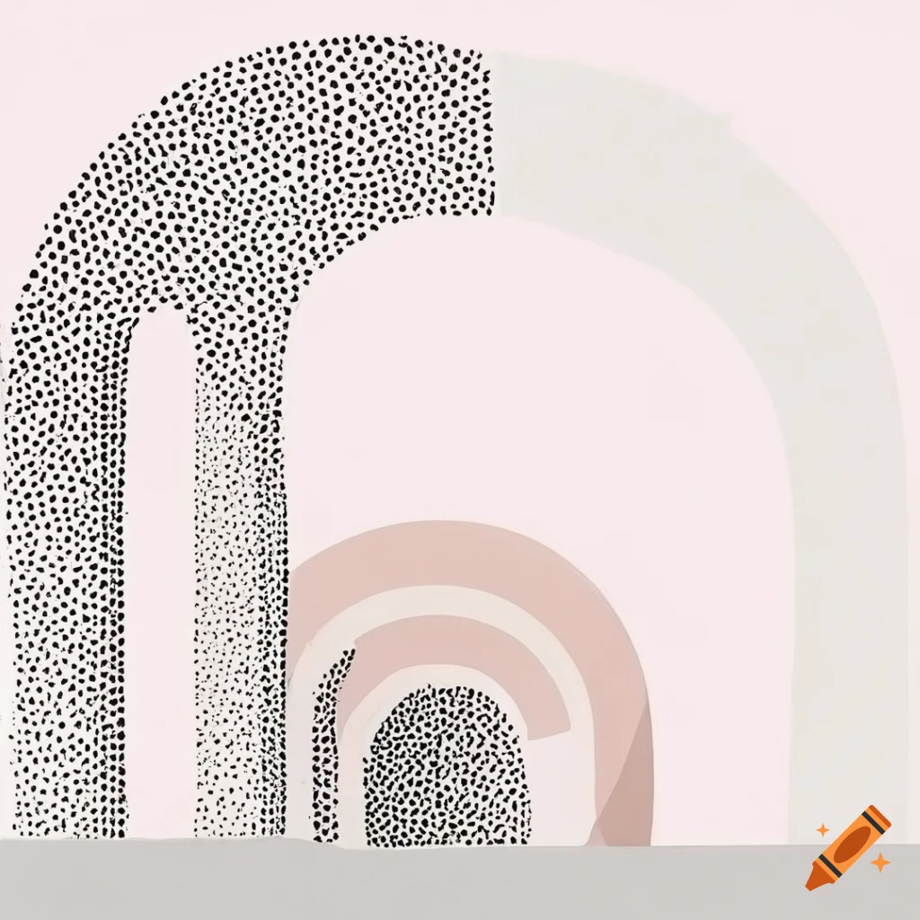 Geometric abstract minimalist art with arches, dots, and lines on Craiyon