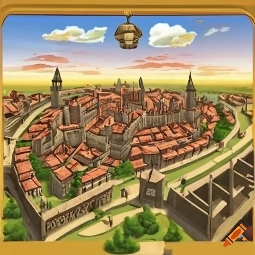 Highly detailed medieval cityscape on Craiyon