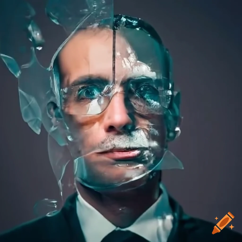 Professional man behind a transparent pane of glass on Craiyon