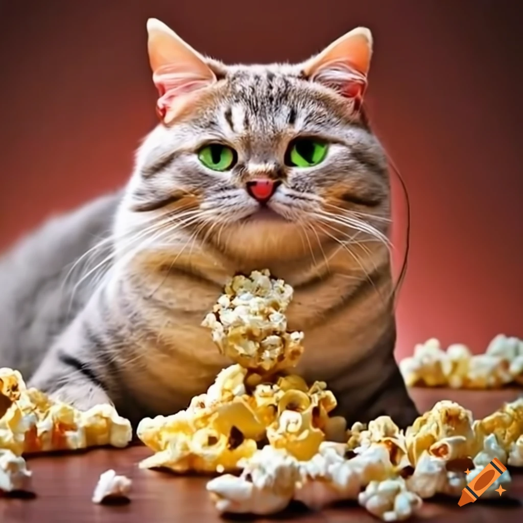 Cats enjoying popcorn on Craiyon