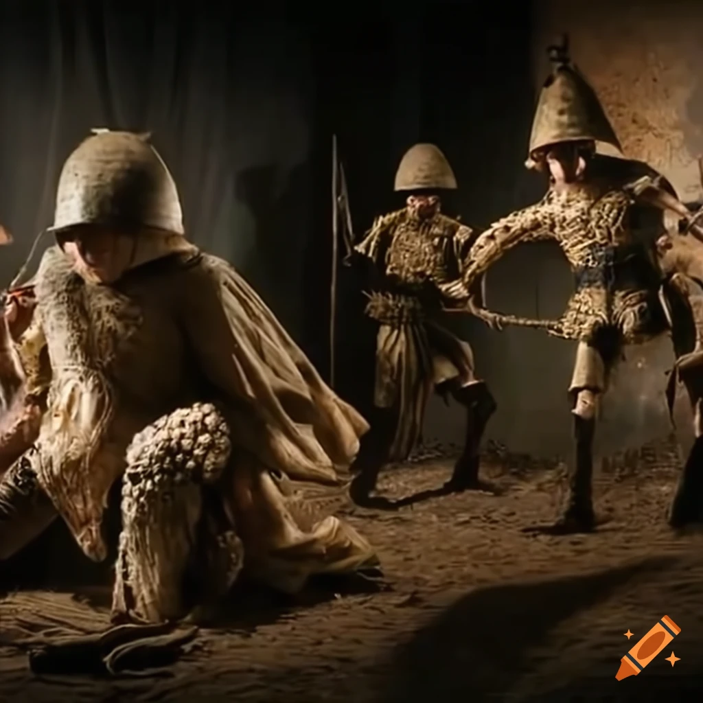 Epic battle between corn soldiers and aliens reminiscent of War of the ...