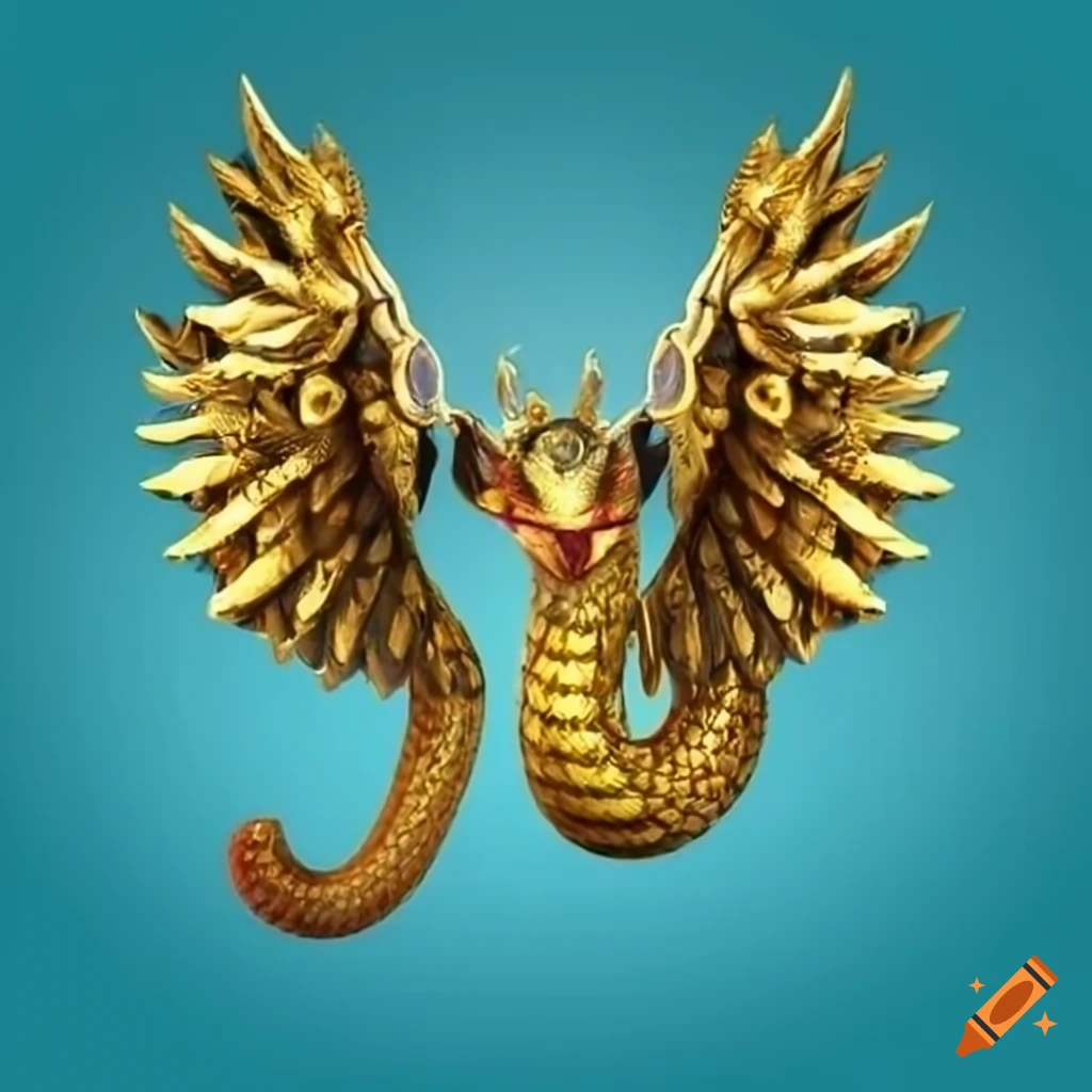 Golden serpent with six wings and eyes on Craiyon