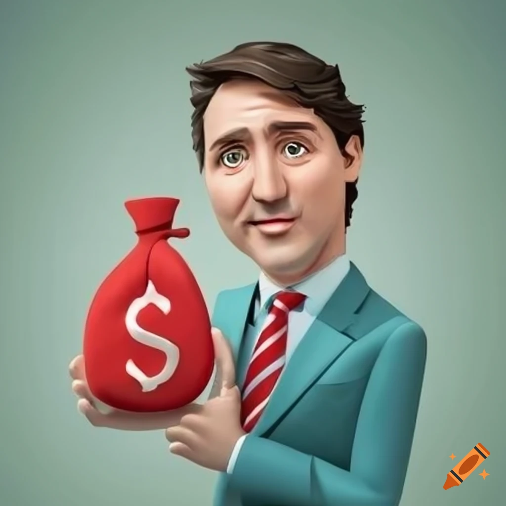 Satirical cartoon figure with money bag and red dollar sign on Craiyon