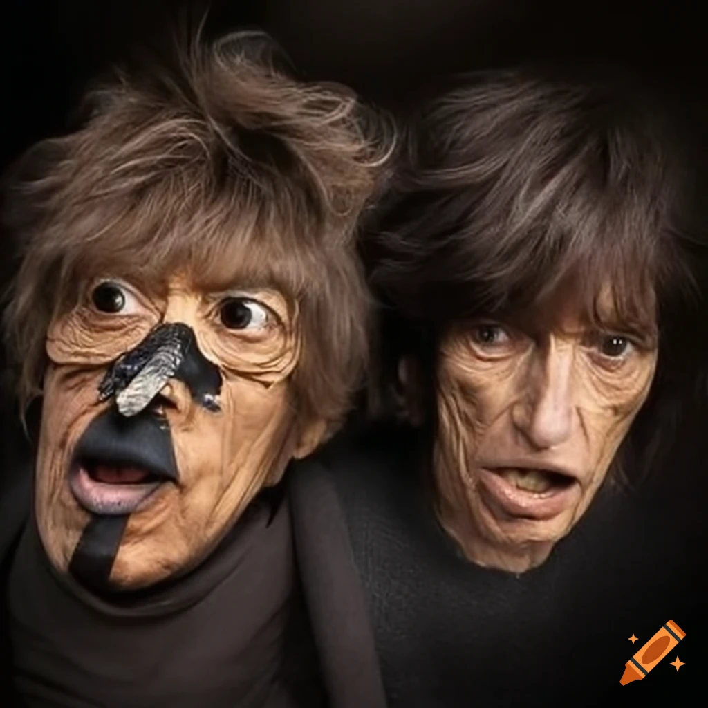 Faces of the rolling stones on birds on Craiyon