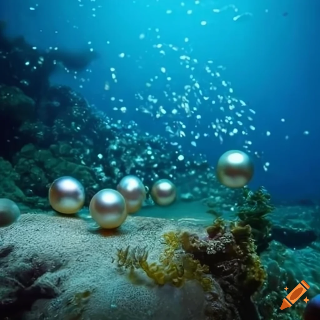 Beautiful pearls at the bottom of the ocean on Craiyon
