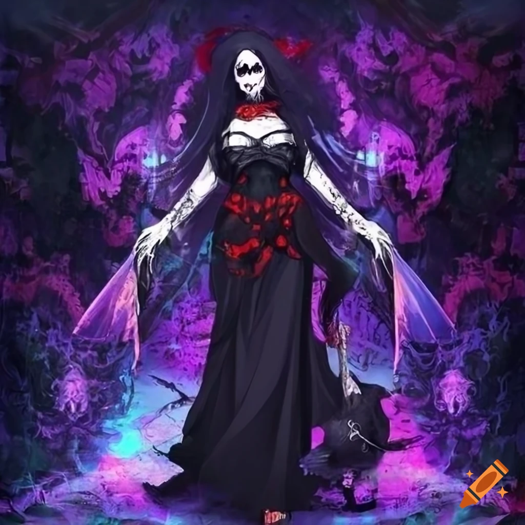 Detailed black fantasy female grim reaper in day of the dead style on ...
