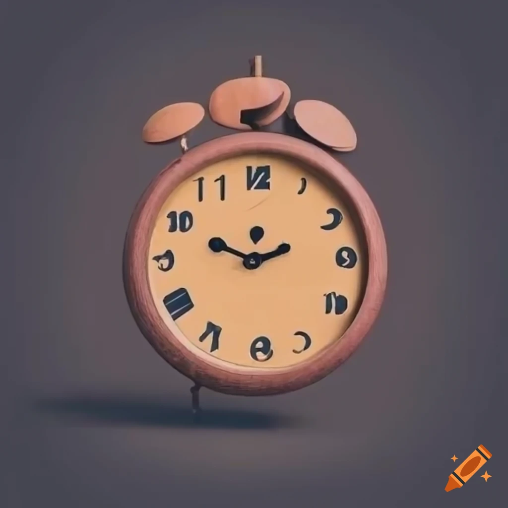 Vintage clock combined with an apple in pastel colors and organic ...