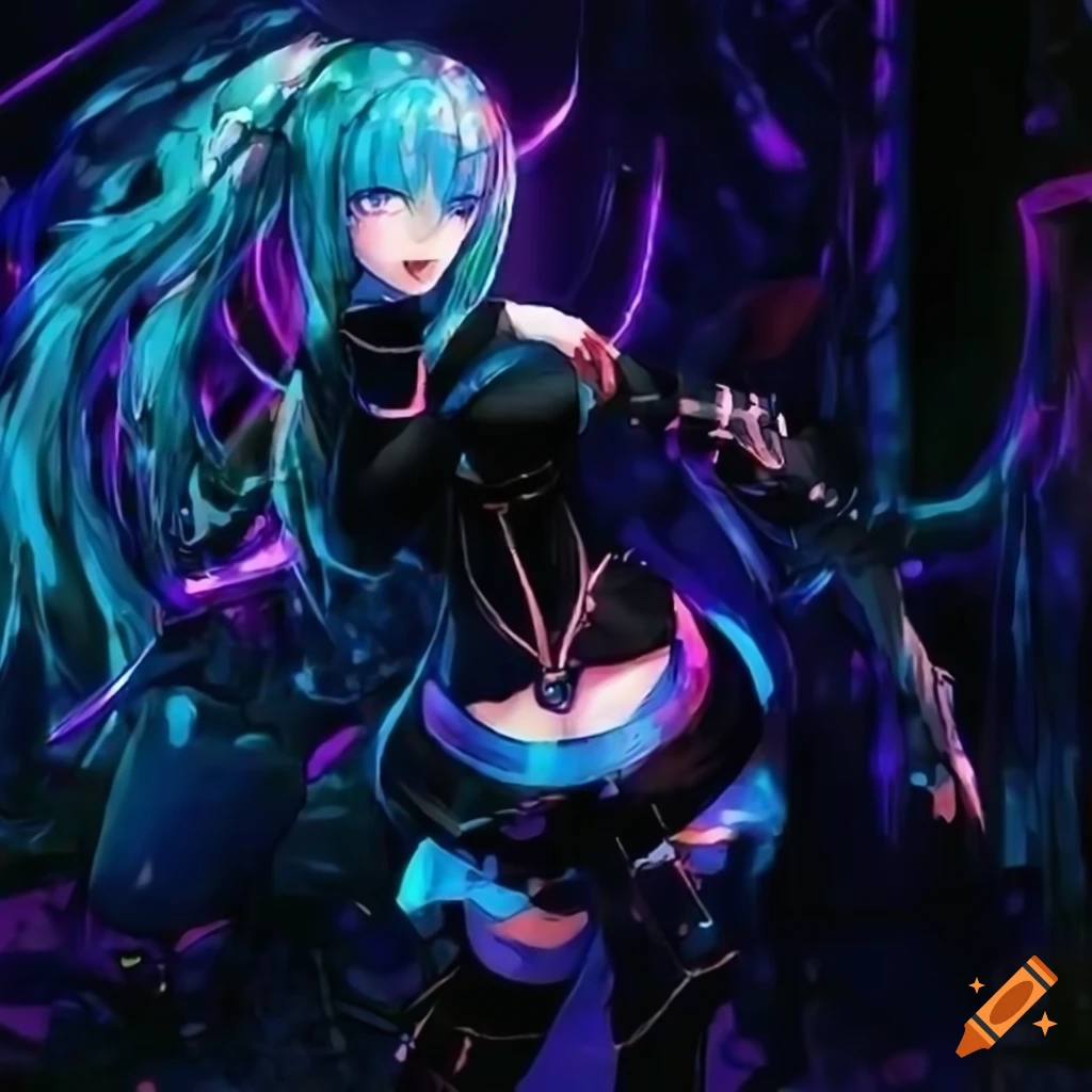 Cyberpunk anime girl breakcore album cover on Craiyon