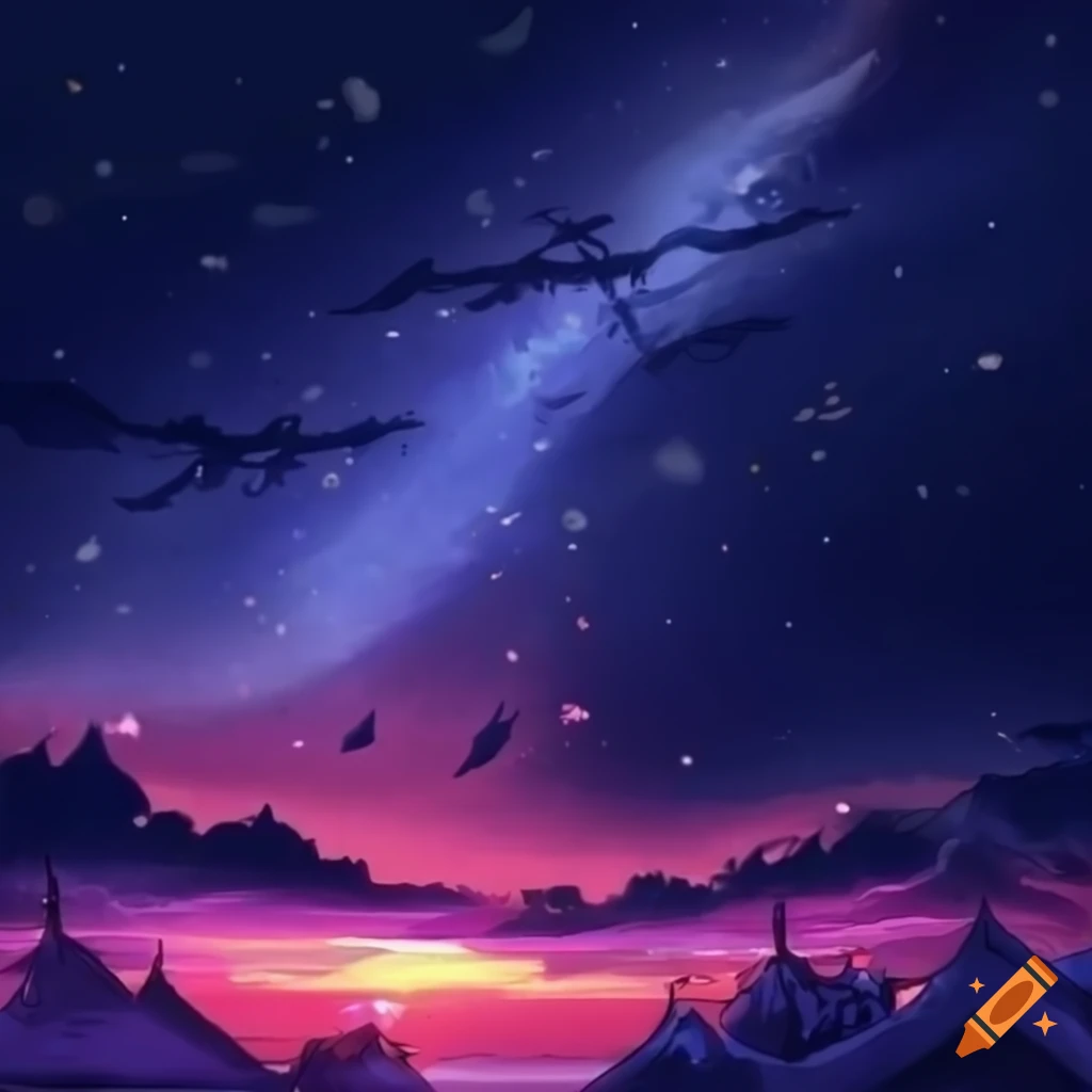 Midnight sky in anime style on Craiyon