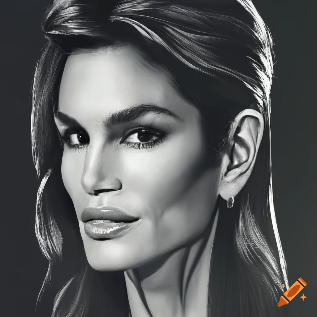 Highly detailed illustration of a model with symmetrical facial ...