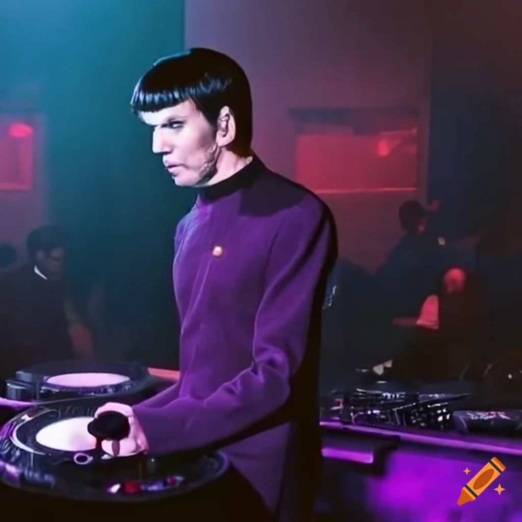 Mr. spock as a dj in a nightclub on Craiyon