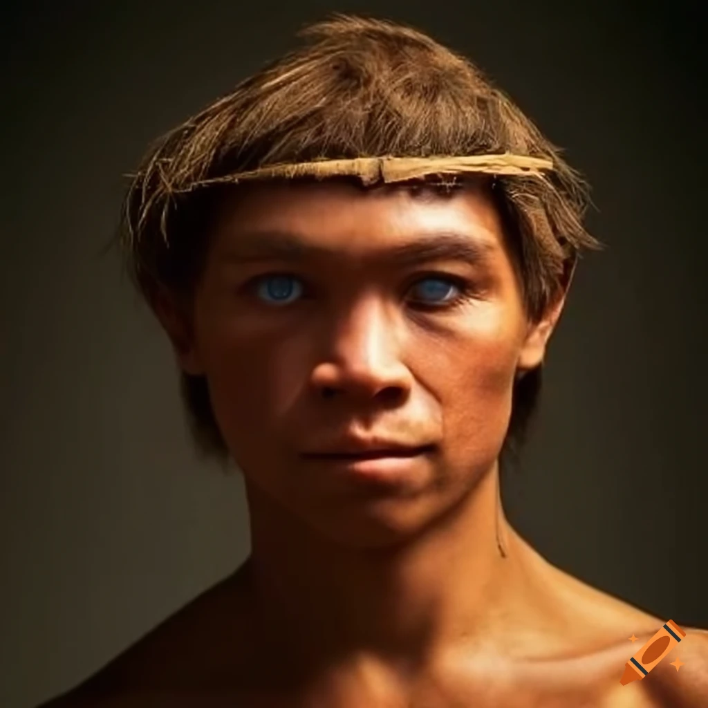 Mesolithic hunter-gatherer male with blue eyes and long light brown ...
