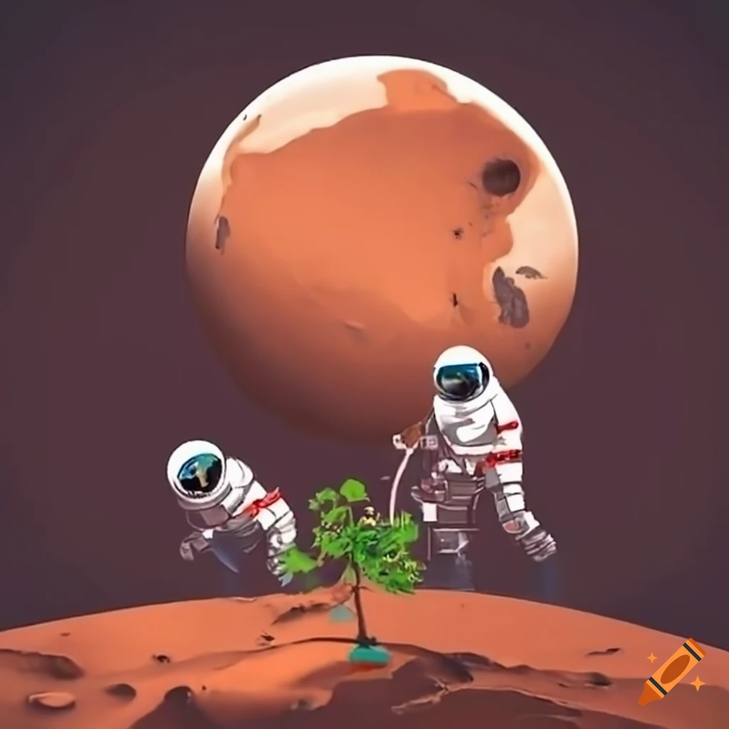 Astronaut planting a tree on mars on Craiyon