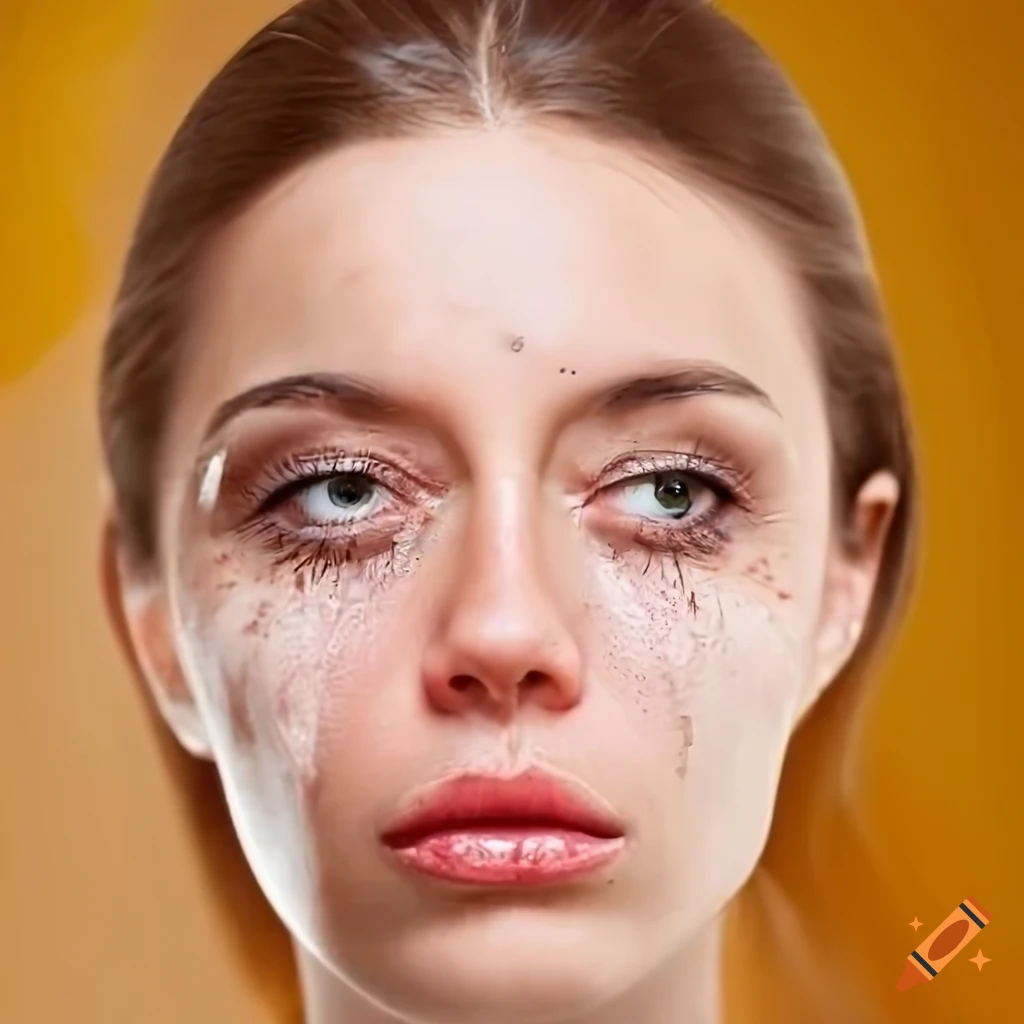 Woman with honeycomb eyes crying honey on Craiyon