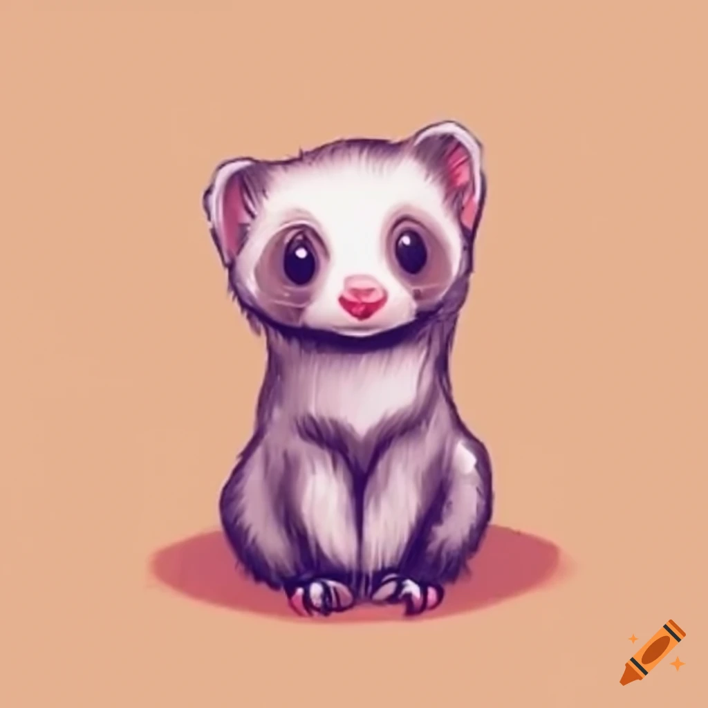 Chibi-style ferret sketch on Craiyon