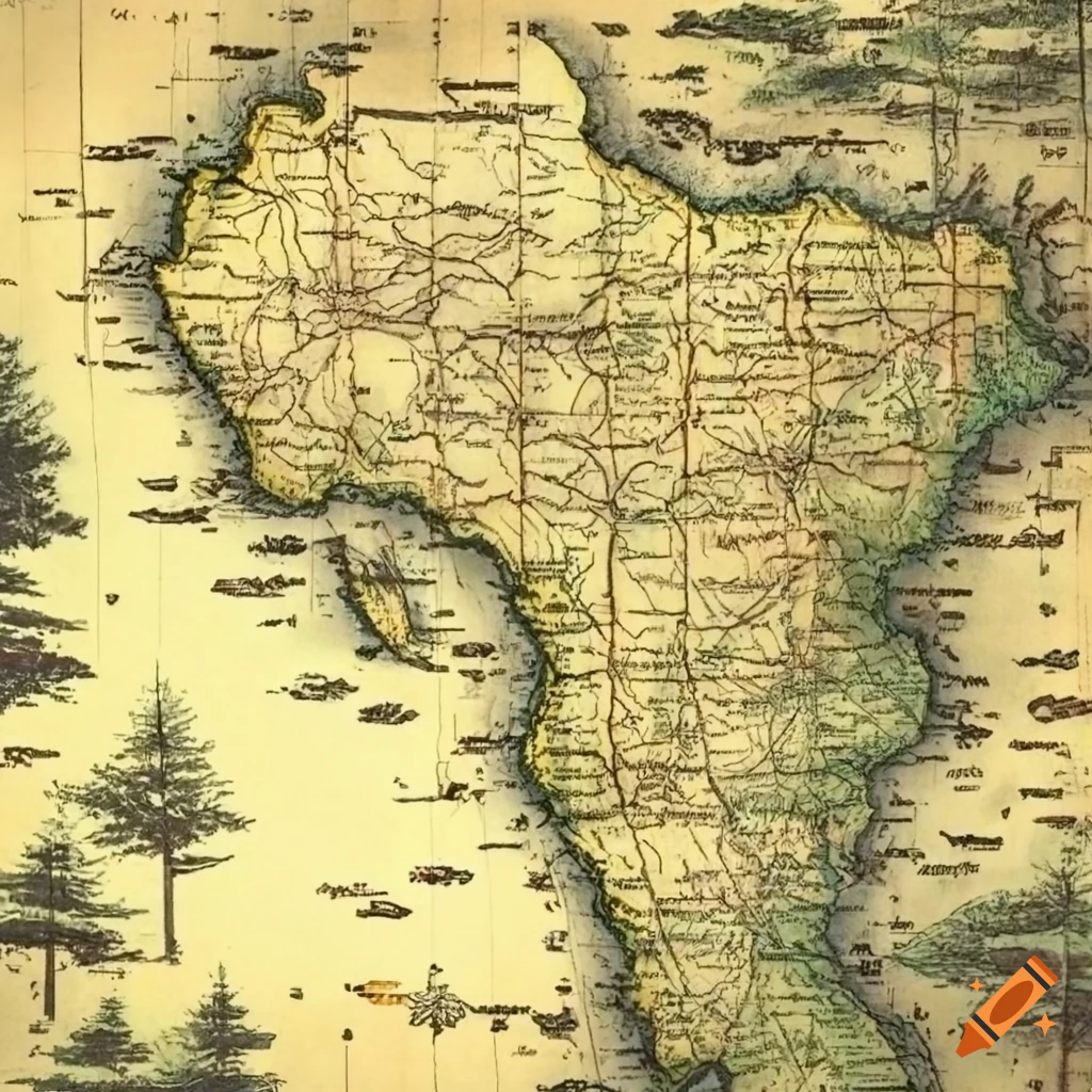 Victorian era map of a forest on Craiyon