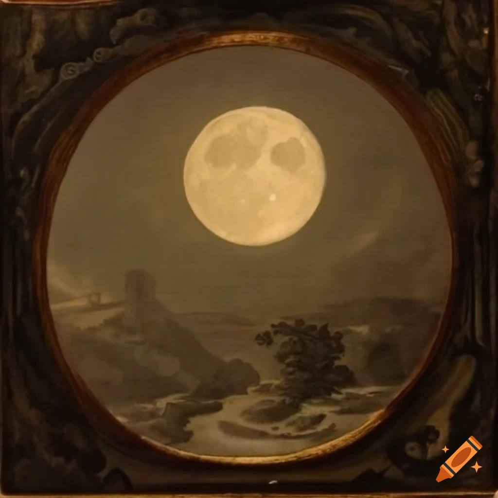 Full moon print from the 18th century on Craiyon