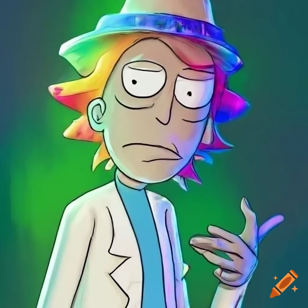 Sketch of rick sanchez from rick and morty with a colorful sombrero on ...