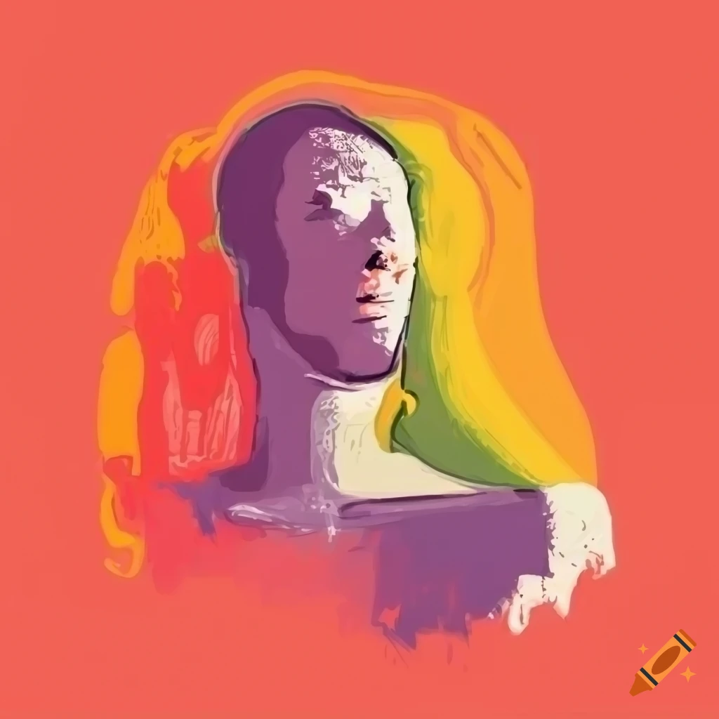 Profile portrait drawn in oil chalk in a simple style on Craiyon