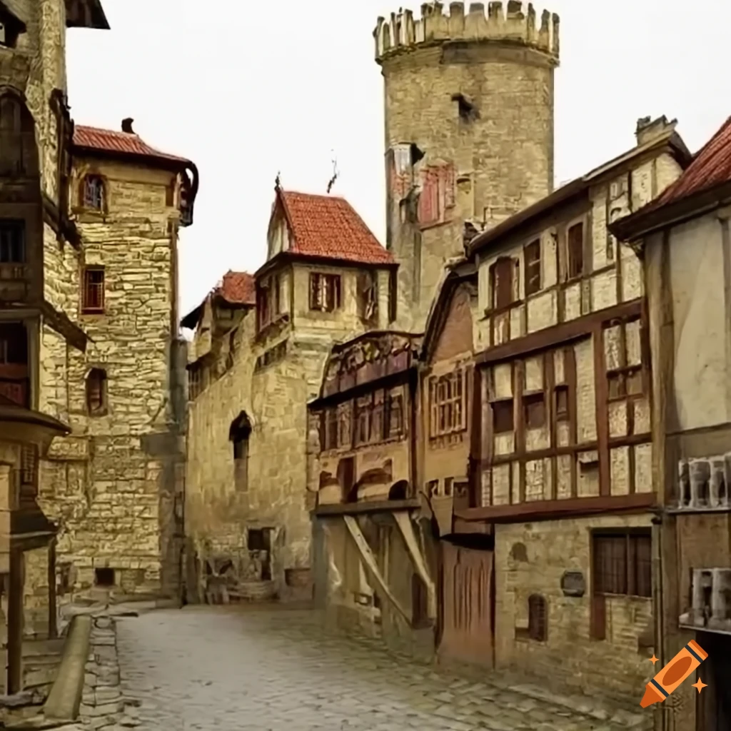 Highly detailed medieval cityscape on Craiyon